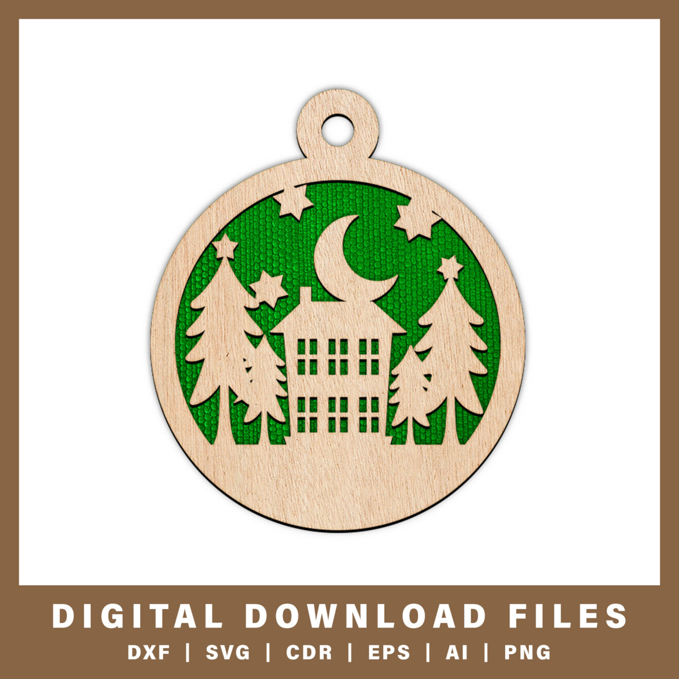 Laser Cut Files Winter Cottage and Tree Ornament - FREE